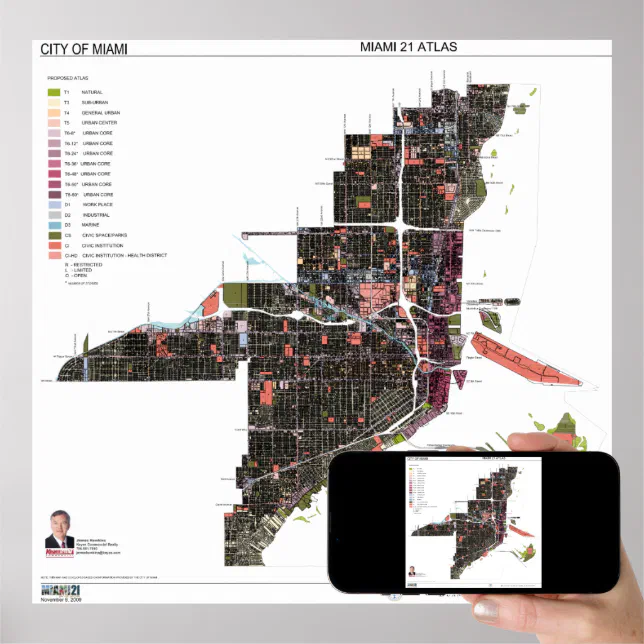 37" x 36" Miami 21 Zoning Code Atlas Poster Matte | Zazzle