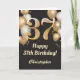 37th Birthday Black and Gold Balloons Confetti Card | Zazzle