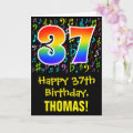 37th Birthday: Colorful Music Symbols + Rainbow 37 Card | Zazzle