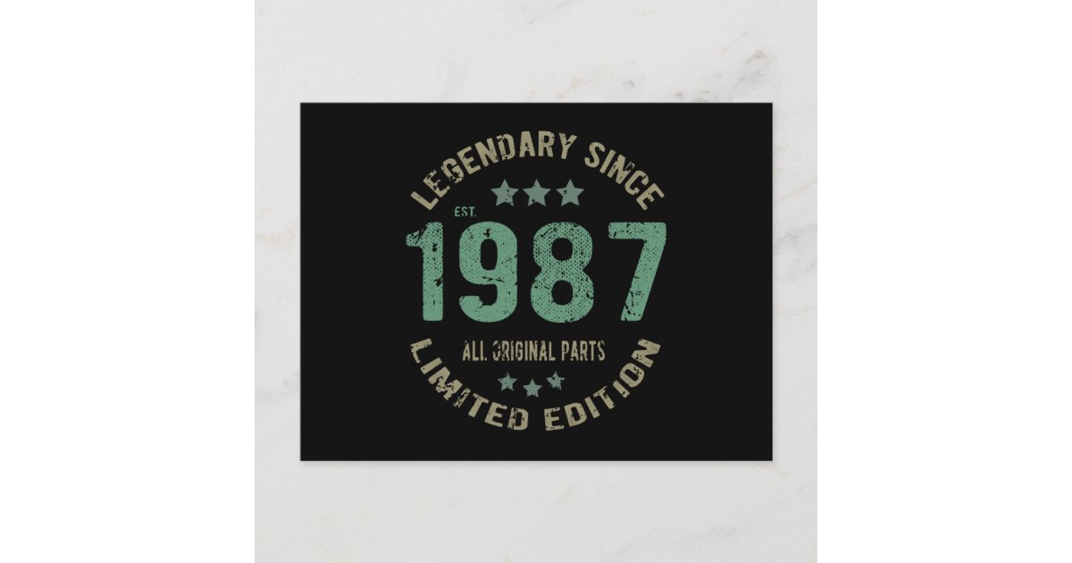 38 Year Old Bday 1987 Legend 38th Birthday Gift Postcard | Zazzle