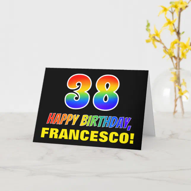 38th Birthday: Bold, Fun, Simple, Rainbow 38 Card | Zazzle