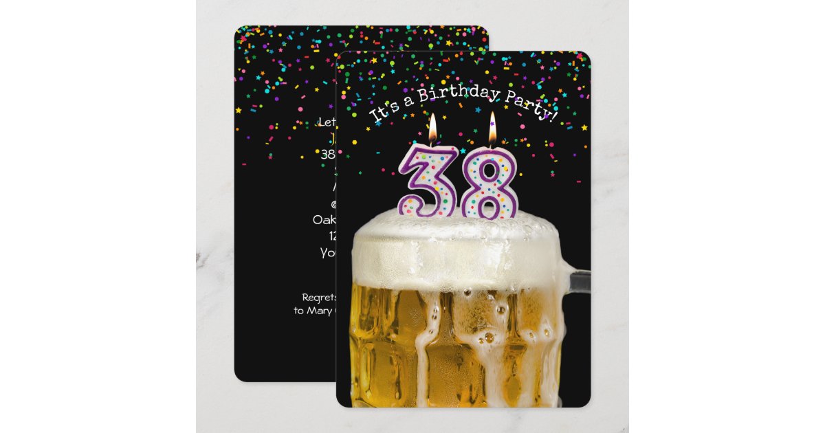 38th Birthday Candle Party Invitation | Zazzle