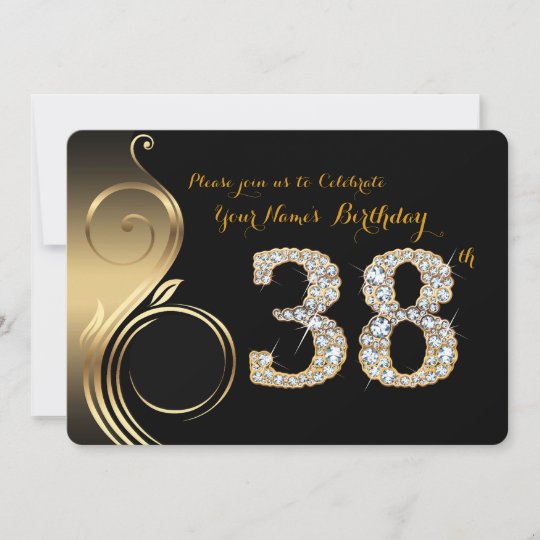 38th,Birthday Invitation,Number Diamond,Photo Invitation | Zazzle.com