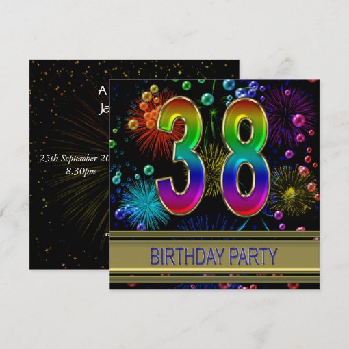38th Birthday party Invitation with bubbles | Zazzle
