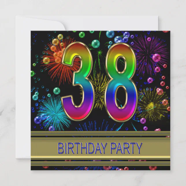38th Birthday party Invitation with bubbles | Zazzle