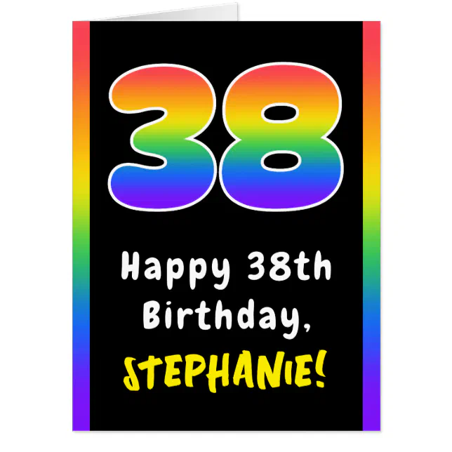 38th Birthday: Rainbow Spectrum # 38, Custom Name Card | Zazzle
