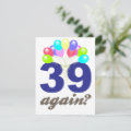 39 Again? Birthday Gifts / Souvenirs Card | Zazzle