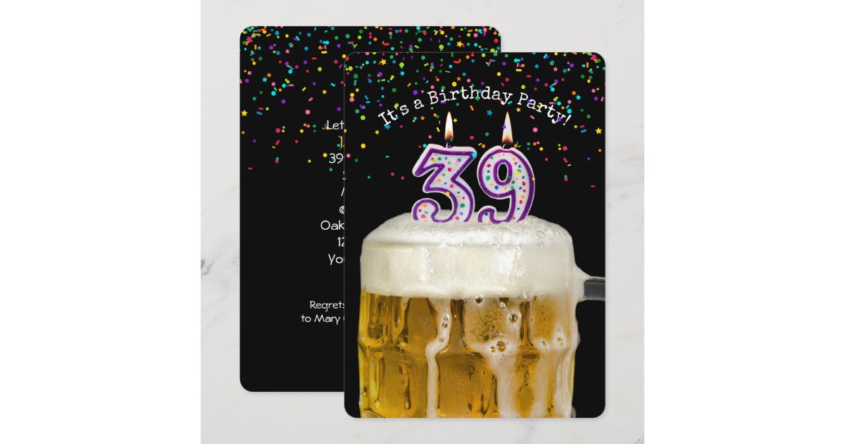 39th Birthday Candle Party Invitation | Zazzle