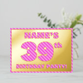 39th Birthday Party — Bold, Fun, Pink Stripes # 39 Foil Invitation | Zazzle