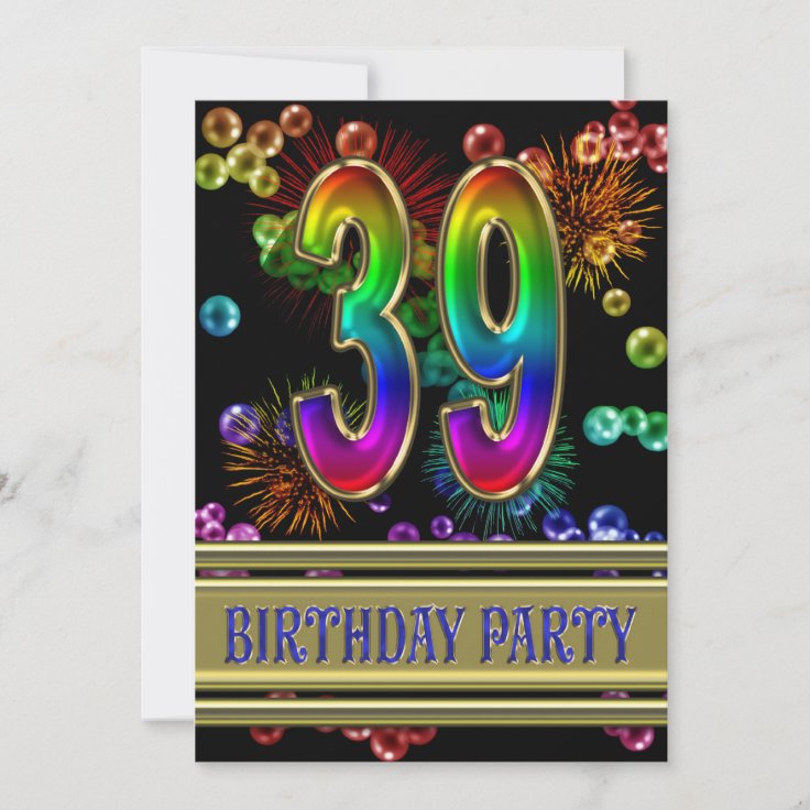 39th Birthday party Invitation with bubbles | Zazzle
