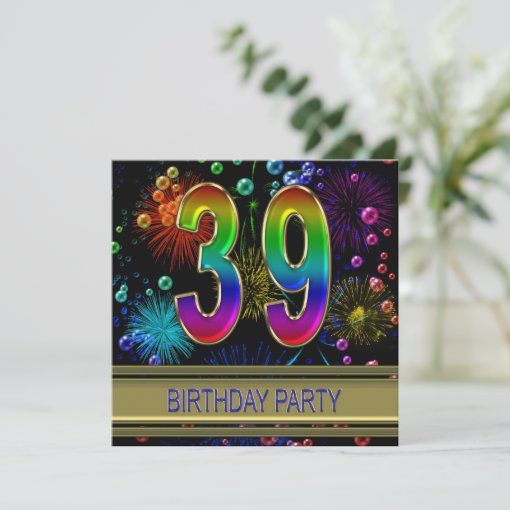 39th Birthday party Invitation with bubbles | Zazzle