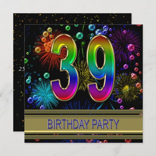 39th Birthday party Invitation with bubbles | Zazzle