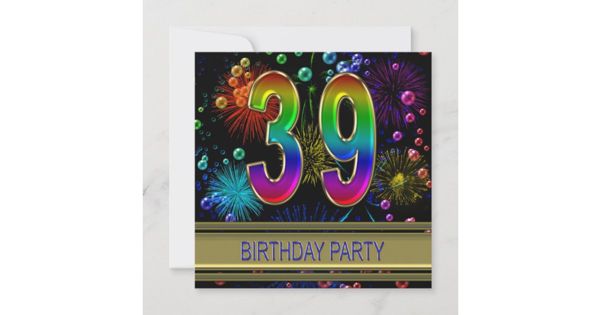 39th Birthday party Invitation with bubbles | Zazzle