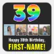 39th Birthday: Rainbow “39”; Custom Photos & Name Square Sticker | Zazzle