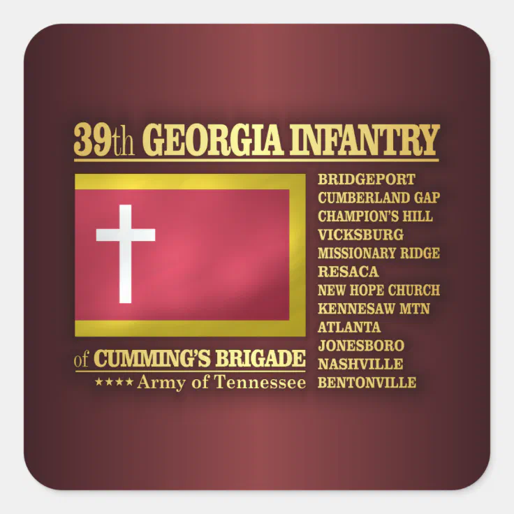39th Georgia Infantry (BA2) Square Sticker | Zazzle