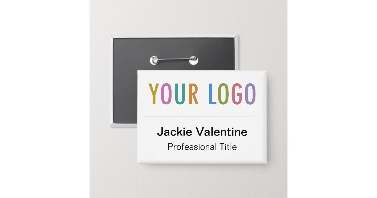 3.5 inch Pin Back Name Badge Button Company Logo | Zazzle
