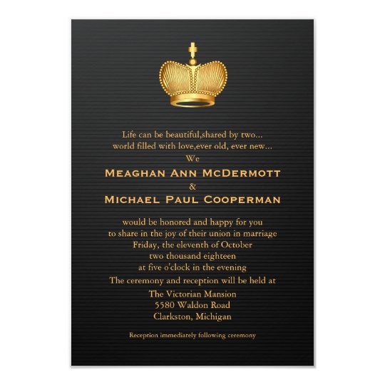 3.5" x 5" Golden Royal Queen Crown Invitation | Zazzle.com