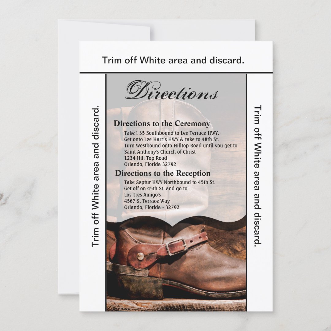 3.5x6 Directions Card Cowboy Boots Barn Wood Rusti | Zazzle