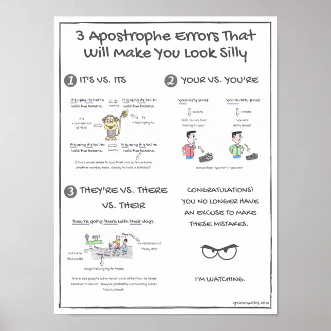 3 Apostrophe Errors That Will Make You Look Silly Poster | Zazzle