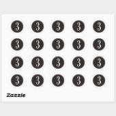 #3 Black Circle Classic Round Sticker | Zazzle