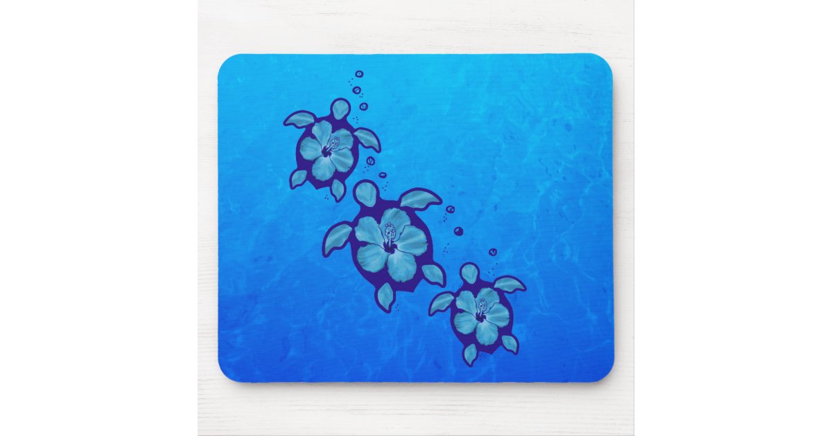 3 Blue Honu Turtles Mouse Pad | Zazzle