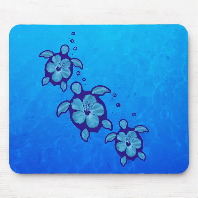 3 Blue Honu Turtles Mouse Pad | Zazzle