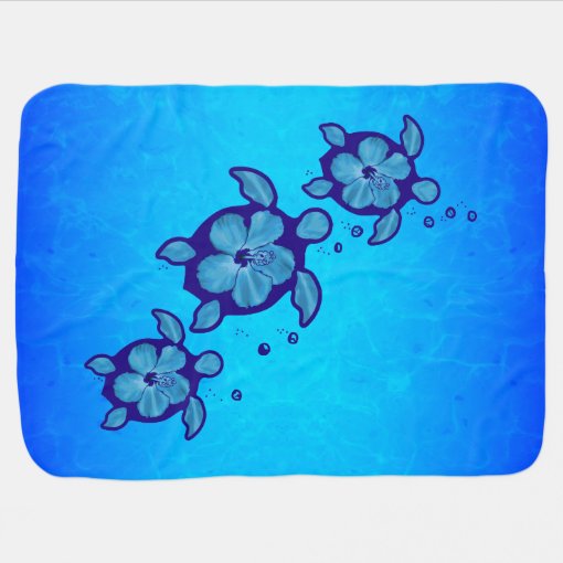 3 Blue Honu Turtles Receiving Blanket | Zazzle
