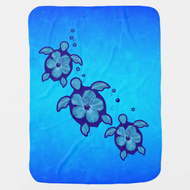 3 Blue Honu Turtles Receiving Blanket | Zazzle