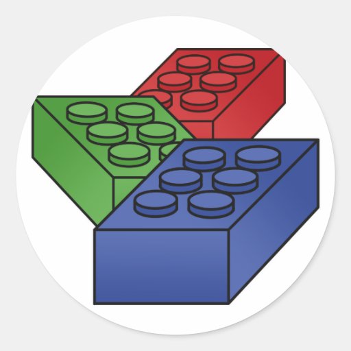 3 Building Blocks Classic Round Sticker | Zazzle