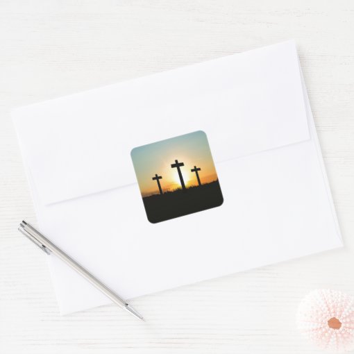 3 Crosses Square Sticker | Zazzle