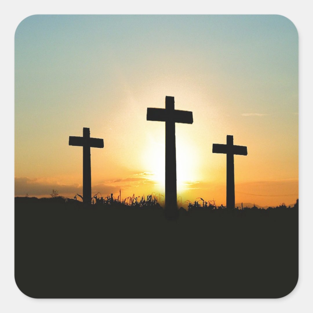 3 Crosses Square Sticker | Zazzle