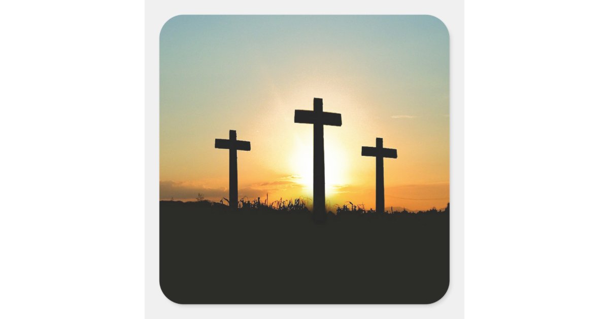 3 Crosses Square Sticker | Zazzle