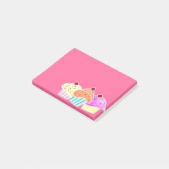 3 Cupcakes Sticky Note | Zazzle
