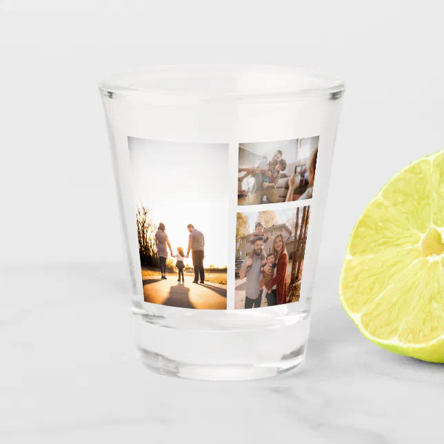 3 Custom Photo Collage Personalized Shot Glass | Zazzle