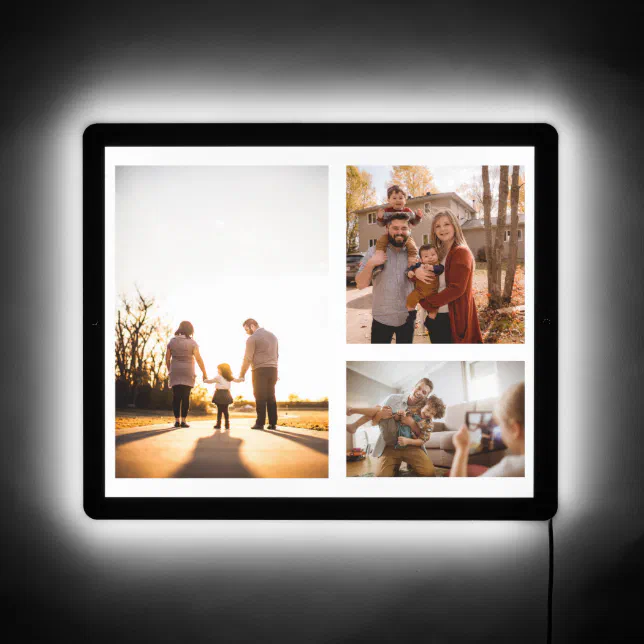 3 Custom Template Photo Collage LED Sign | Zazzle