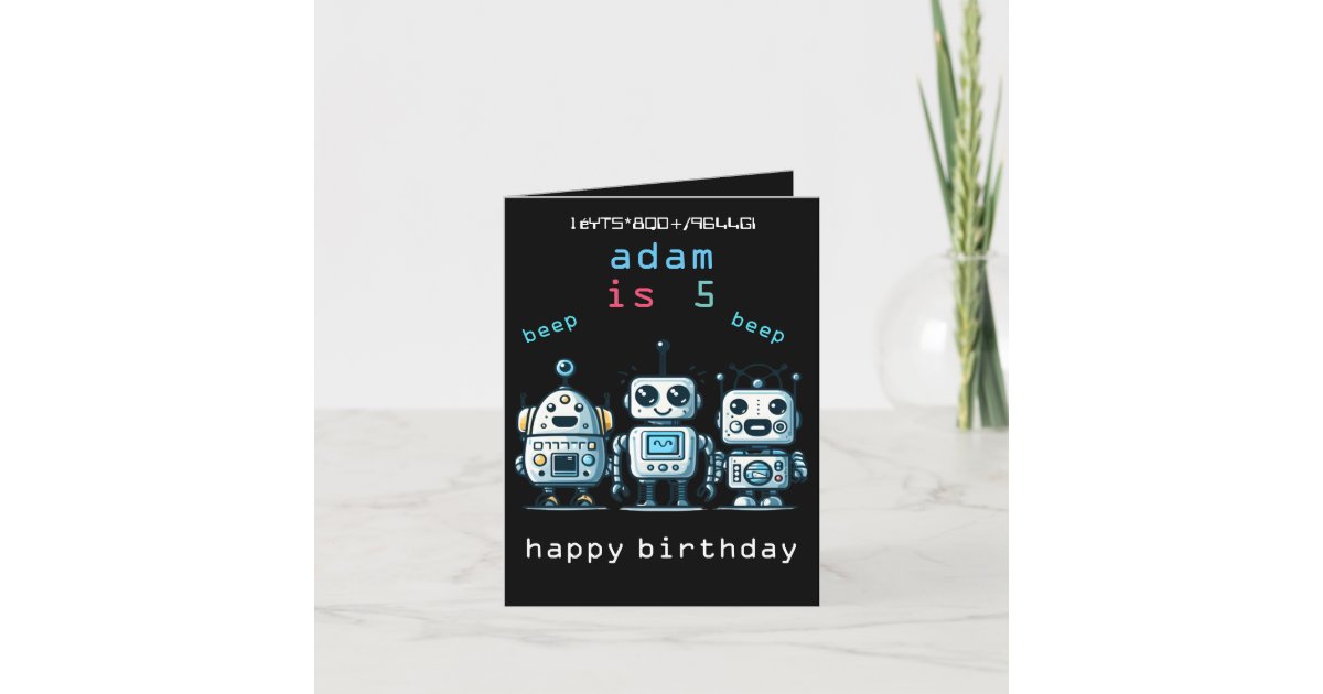 3 cute black vintage retro sci fi Robot Birthday Thank You Card | Zazzle