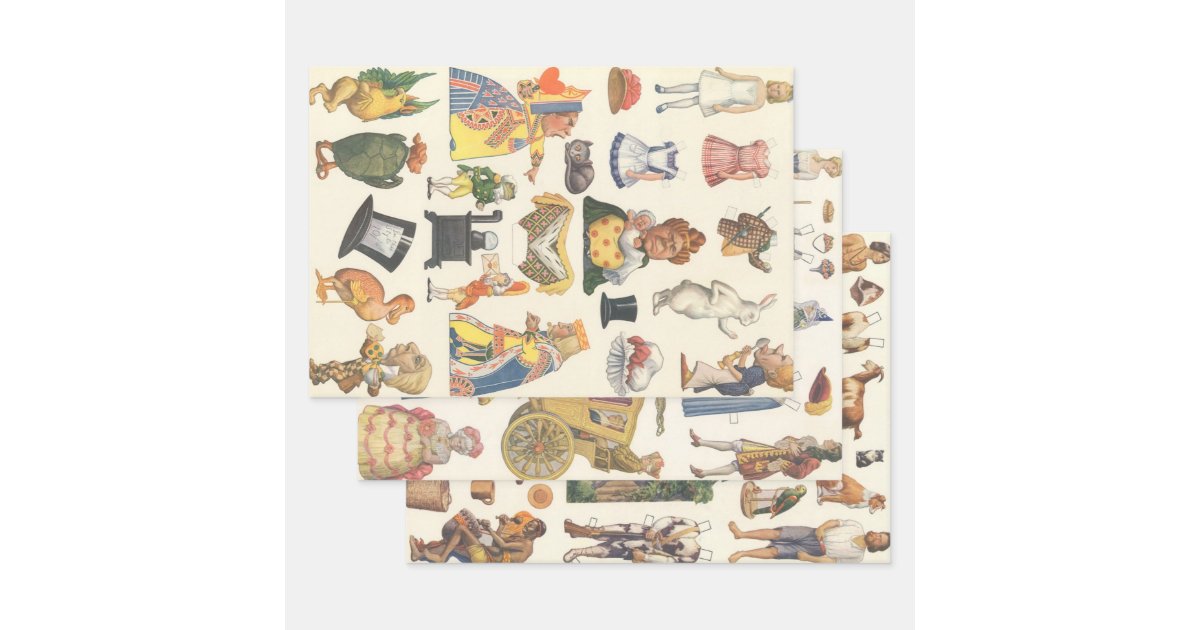 3 Different Vintage Victorian Paper Doll Scenes | Zazzle