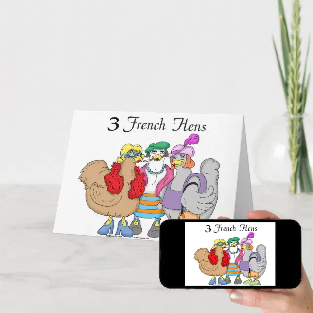 3 French Hens Holiday Card | Zazzle