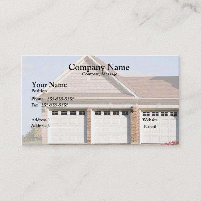 3 Garage Doors on house Business Card | Zazzle.com