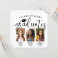 3 Graduates Photos Triple Graduation Joint Party Invitation | Zazzle