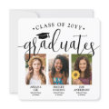 3 Graduates Photos Triple Graduation Joint Party Invitation | Zazzle