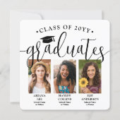3 Graduates Photos Triple Graduation Joint Party Invitation | Zazzle