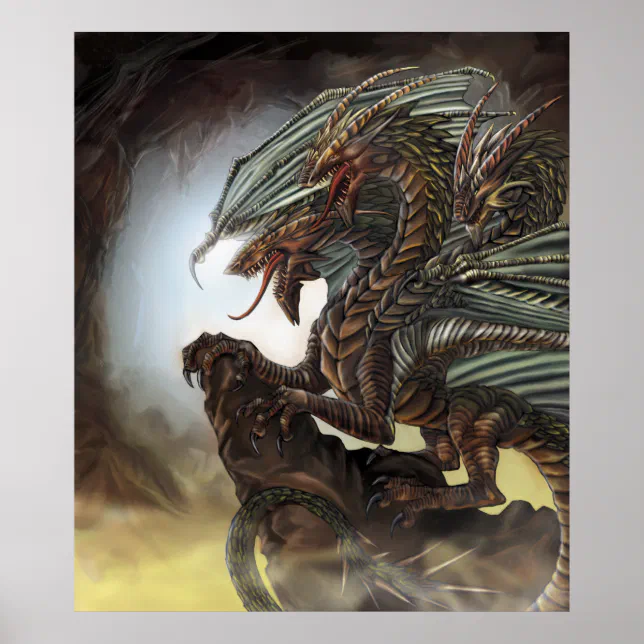 3-Headed Dragon Poster | Zazzle