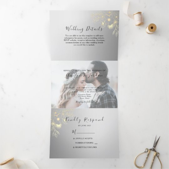 3 in 1 Photo Wedding Tri-Fold Invitation | Zazzle.com