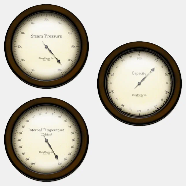 3 Industrial Meters Steampunk Cosplay & Decorating Labels | Zazzle