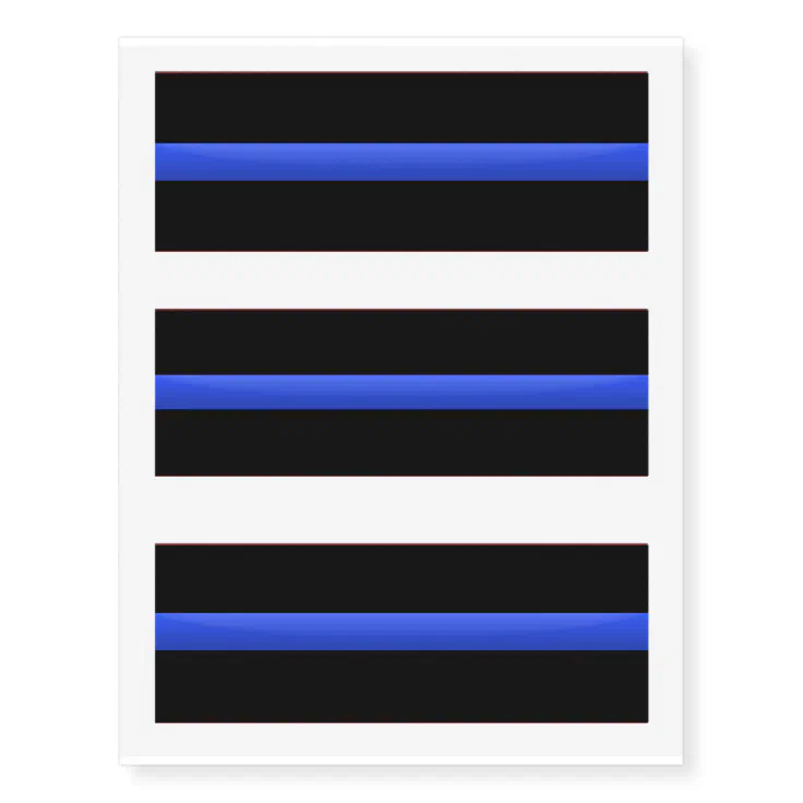 3 Large Thin Blue Line Emblems Temporary Tattoos | Zazzle