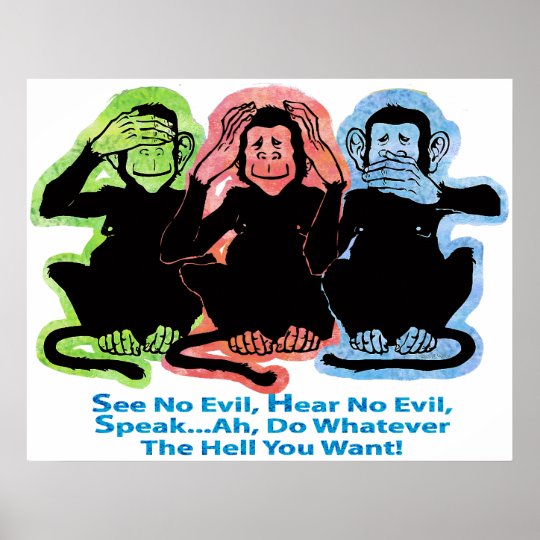 3 Monkeys Poster | Zazzle.com