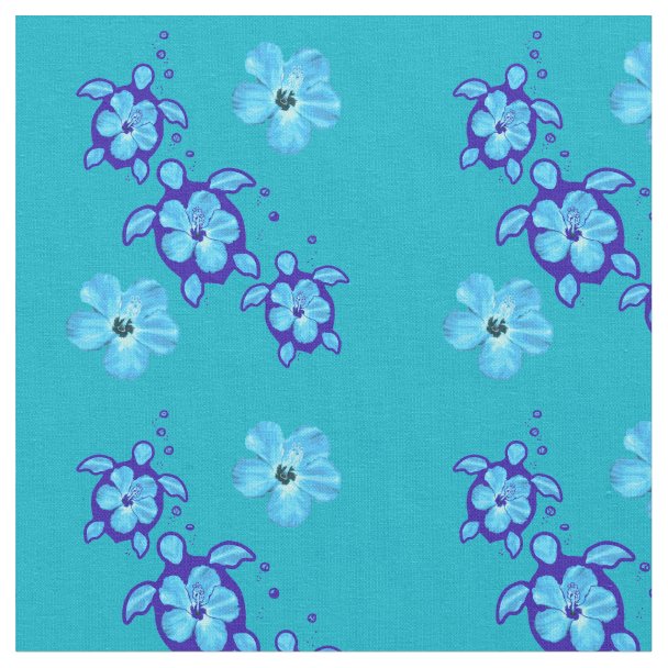 3 Ocean Blue Honu Turtles Fabric | Zazzle.com