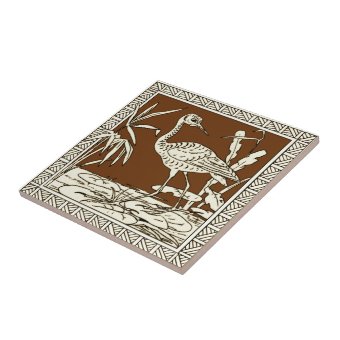 #3 of 12 Repro 1880s Minton Mocha Birds Series Ceramic Tile | Zazzle