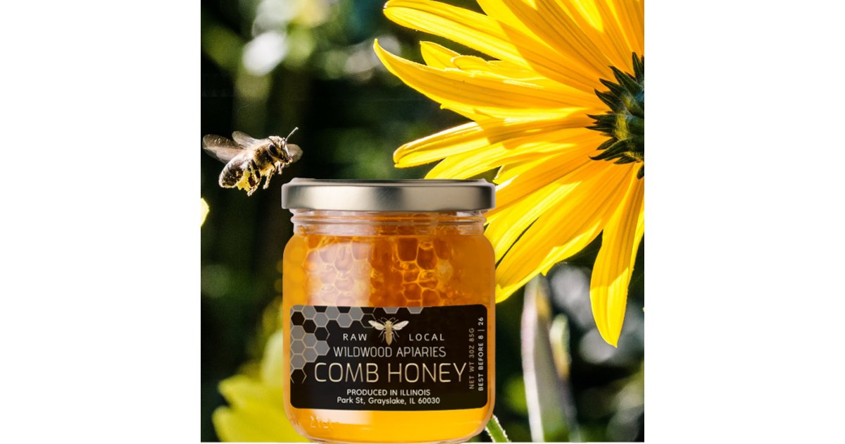 3 oz Honey Jar Label Queen Bee Comb Honey | Zazzle